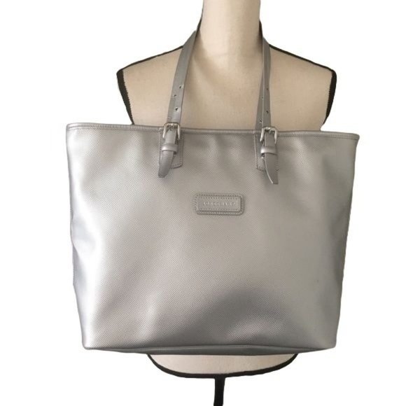 Longchamp | Bags | Longchamp Silver Metallic Leather Tote | Poshmark